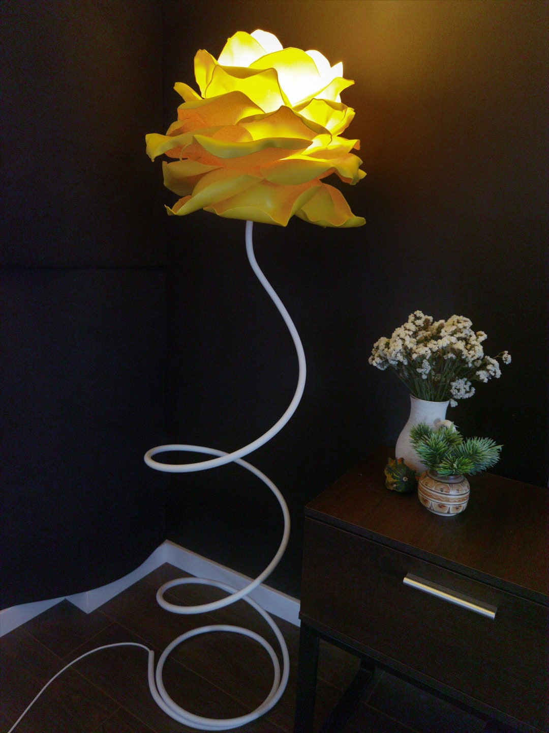 Yellow Lampshade, Yellow Light Shade, Bright Yellow Accent, Yellow Home ...