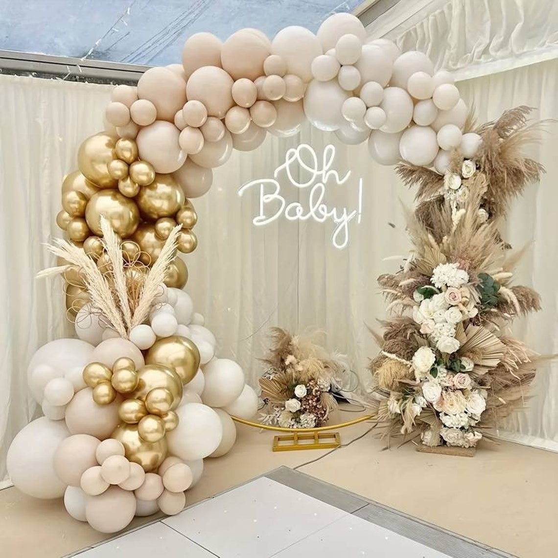 Boho Beige Balloon Garland, Blush Balloons Retro Sand White Natural ...