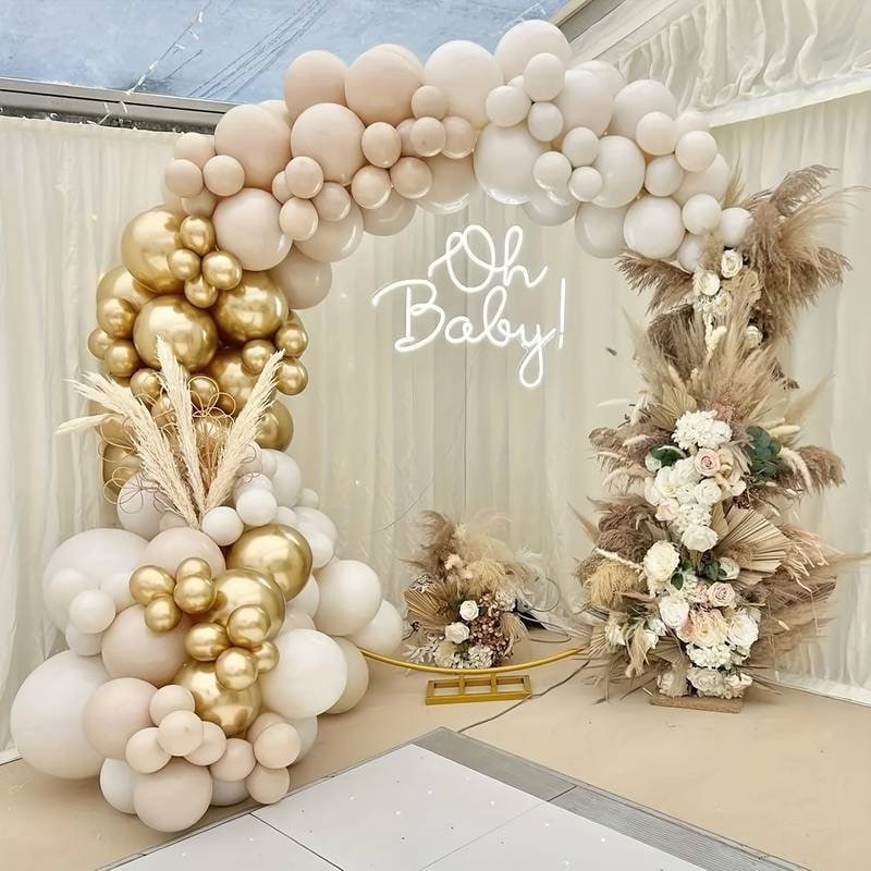 Boho Beige Balloon Garland, Blush Balloons Retro Sand White Natural ...