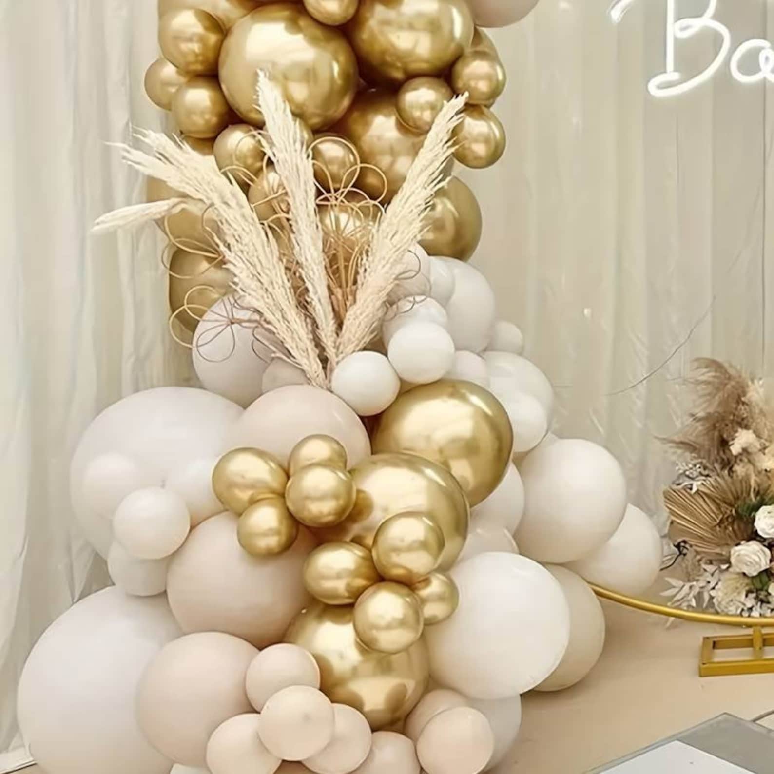 Boho Beige Balloon Garland, Blush Balloons Retro Sand White Natural ...