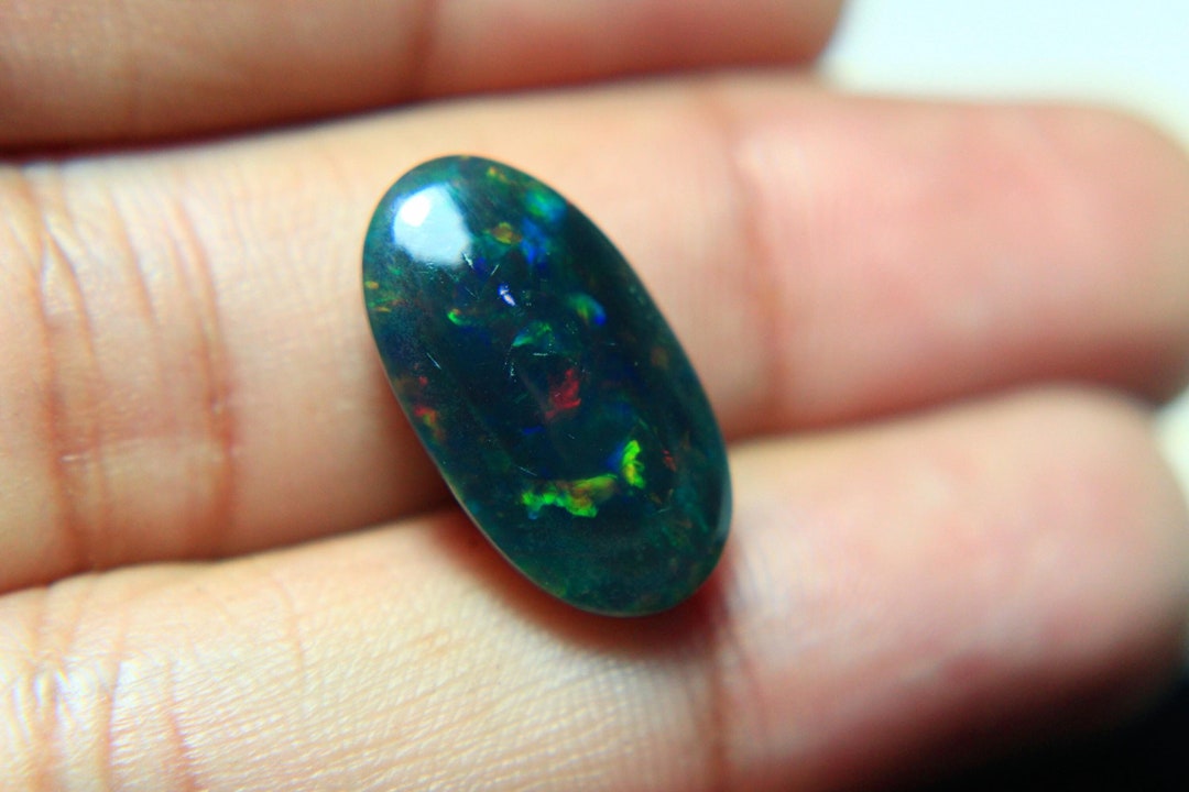 4.7ct Black Ethiopian Opal Oval Shape, Amazing Quality Black Opal Cabochon, Smoked Ethiopian ...