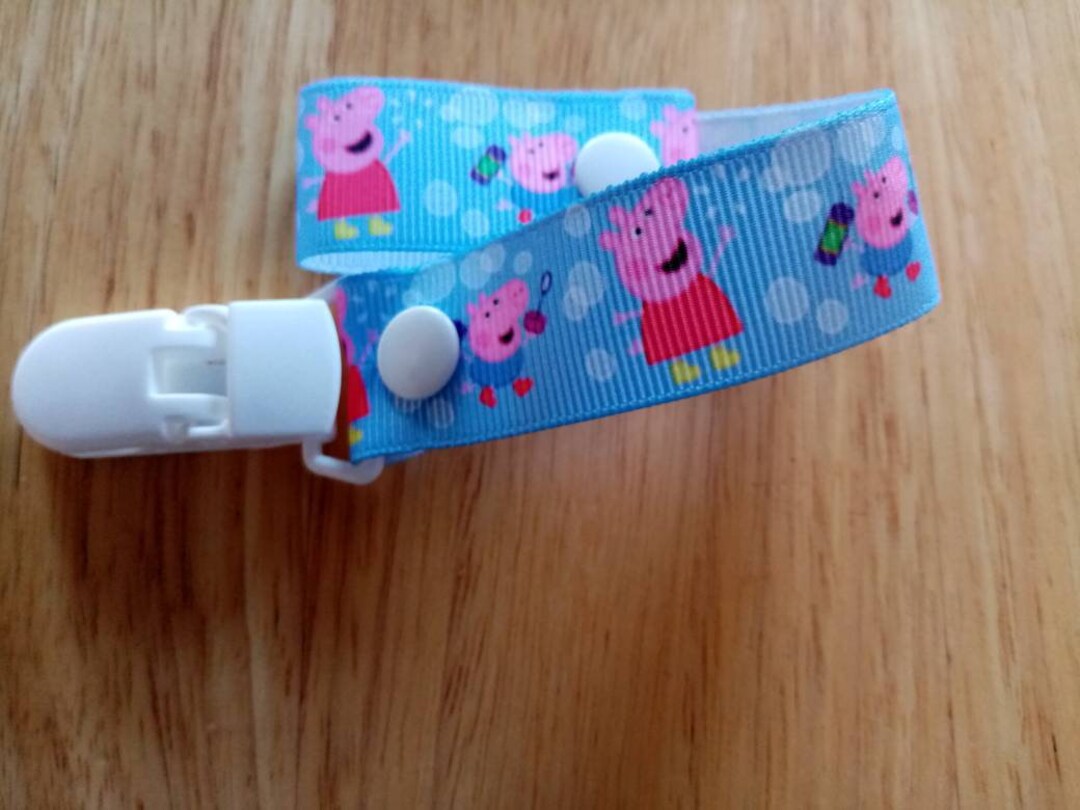 Peppa Pig (blue) Ribbon Dummy Clip Free Postage - Etsy UK