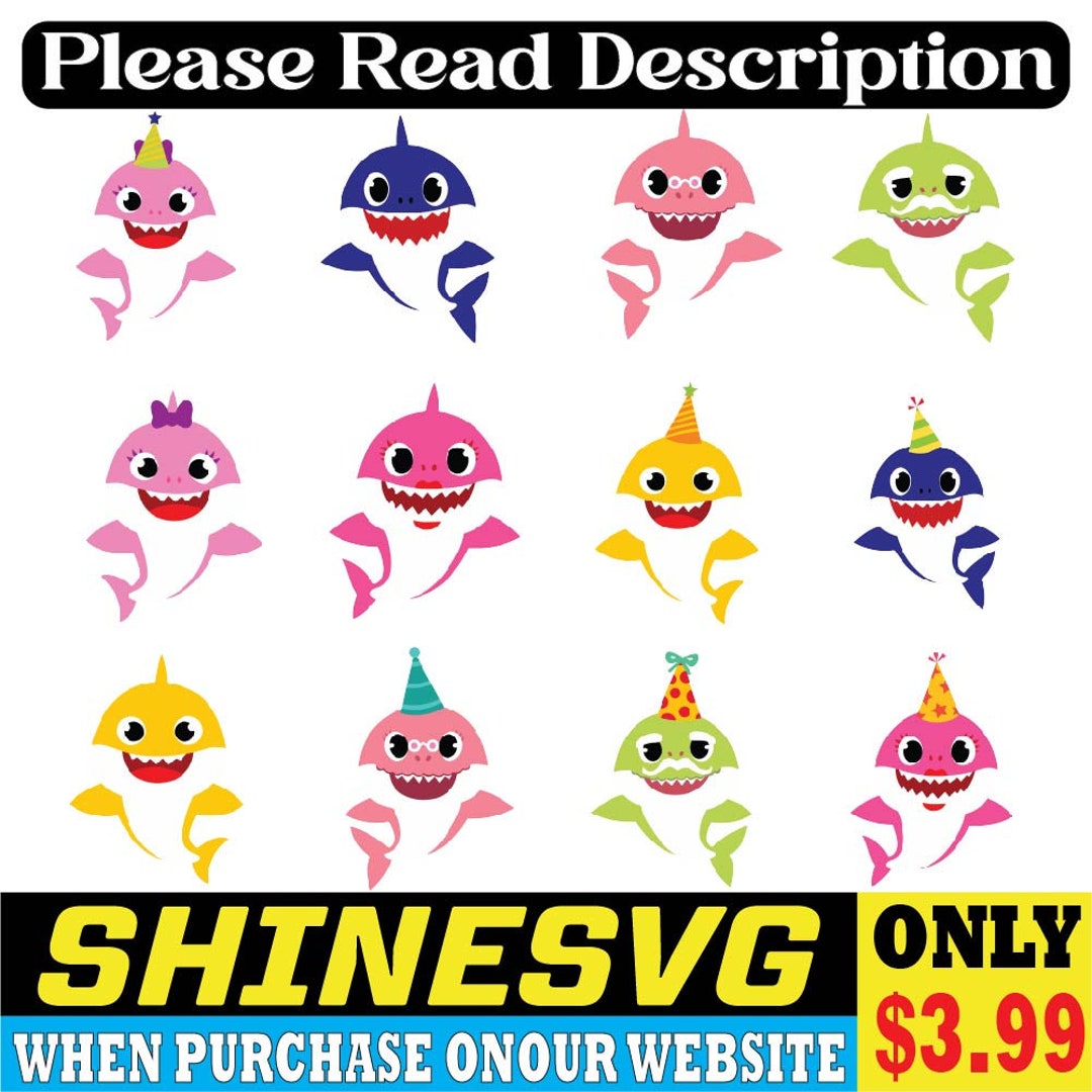 Bundle 12 Files Family Sharks Bundle Birthday Character With - Etsy