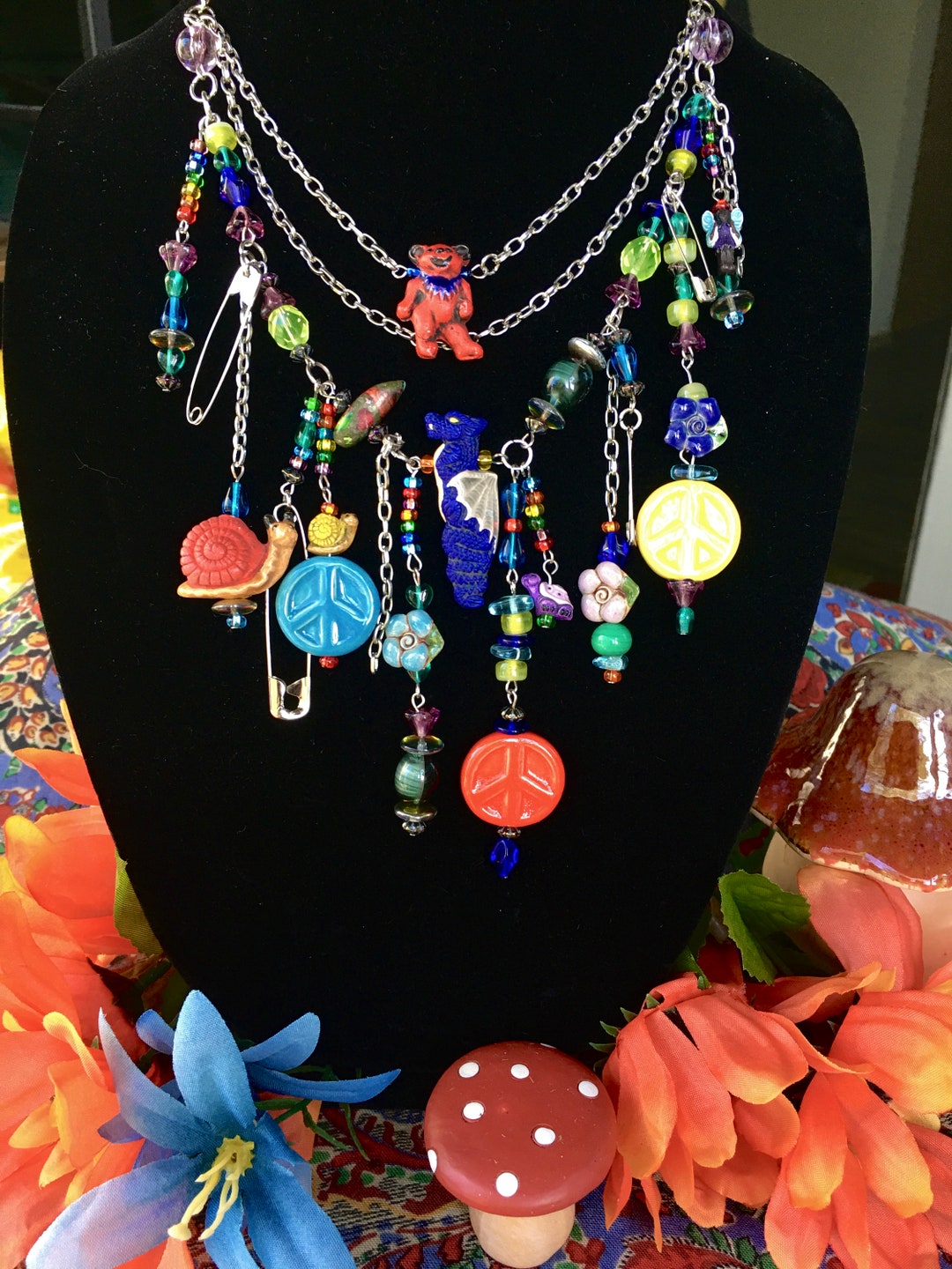Colorful Maximalist Charm Necklace - Etsy