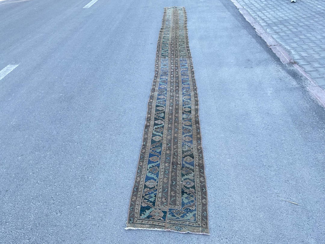 2x21, Corridor Runner Rug, Blue Runner Rug, Extra Long Runner Rug ...