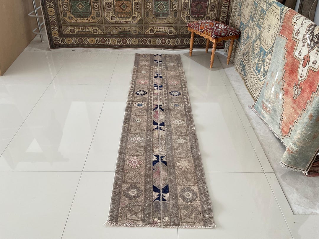 2x8 Beige Flowers Runner, House Decorative Runner, Vintage Oushak ...