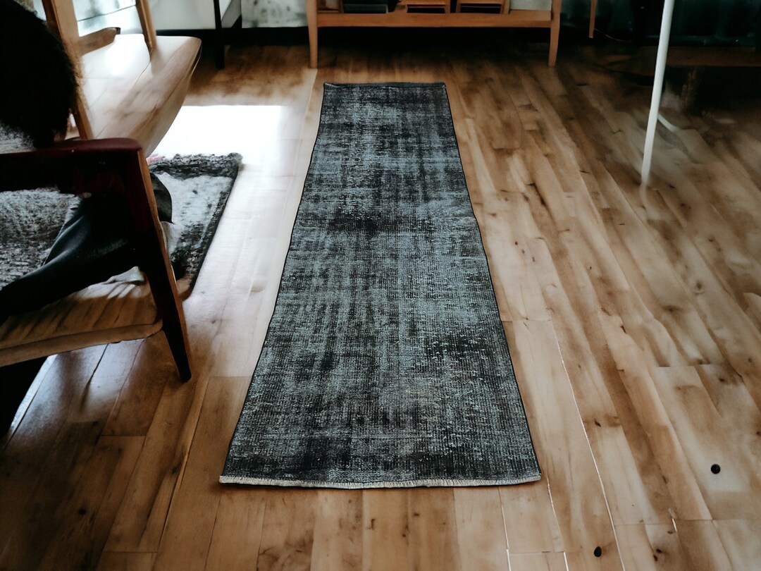 3x10 Ft Black Overdyed, Turkish Rug, Vintage Rug, Oushak Rug, Area Rug ...