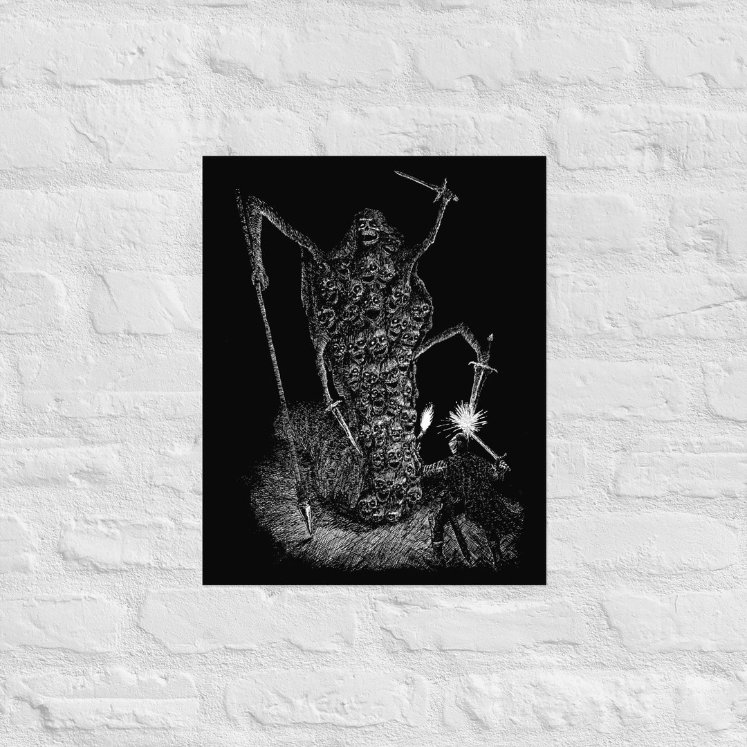 Original Dark Fantasy Ink Illustration Matte Print - "soul Wyrm" - Etsy