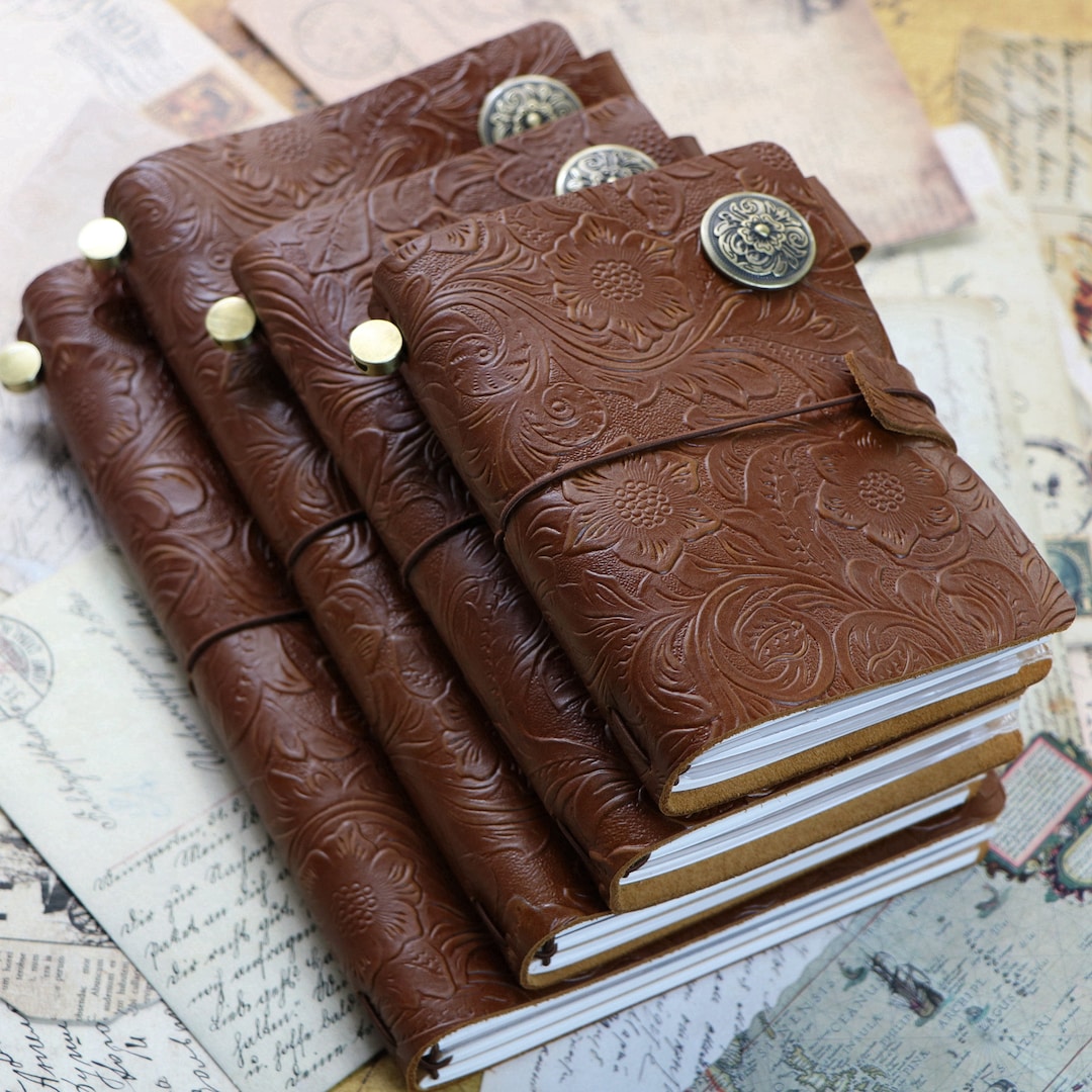Personalized Leather Travel Journal: Refillable Cowhide Bound Journal ...