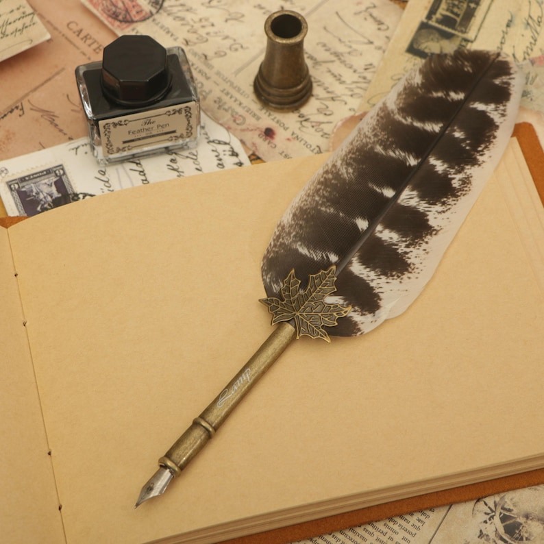 Personalized Quill Pen Set: Engraved Feather Pen Writing Gift - Etsy