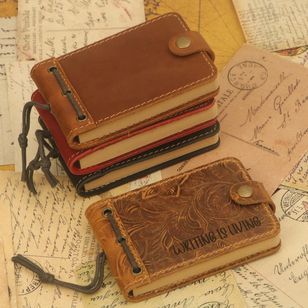 Personalized Leather Pocket Journal: Mini Travel Notebook - Etsy
