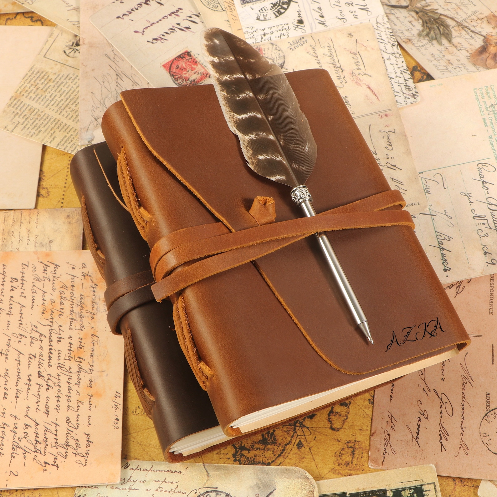 Personalized Leather Sketchbook Cover, Handmade Art Journal With Pen ...