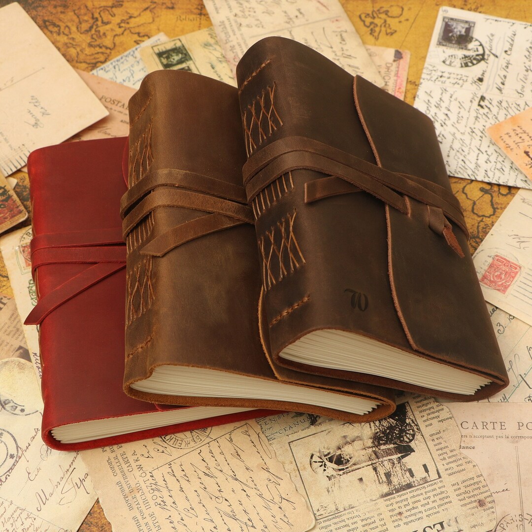Engraved Full Grain Leather Journal, Personalized Sketchbook, Gift for ...