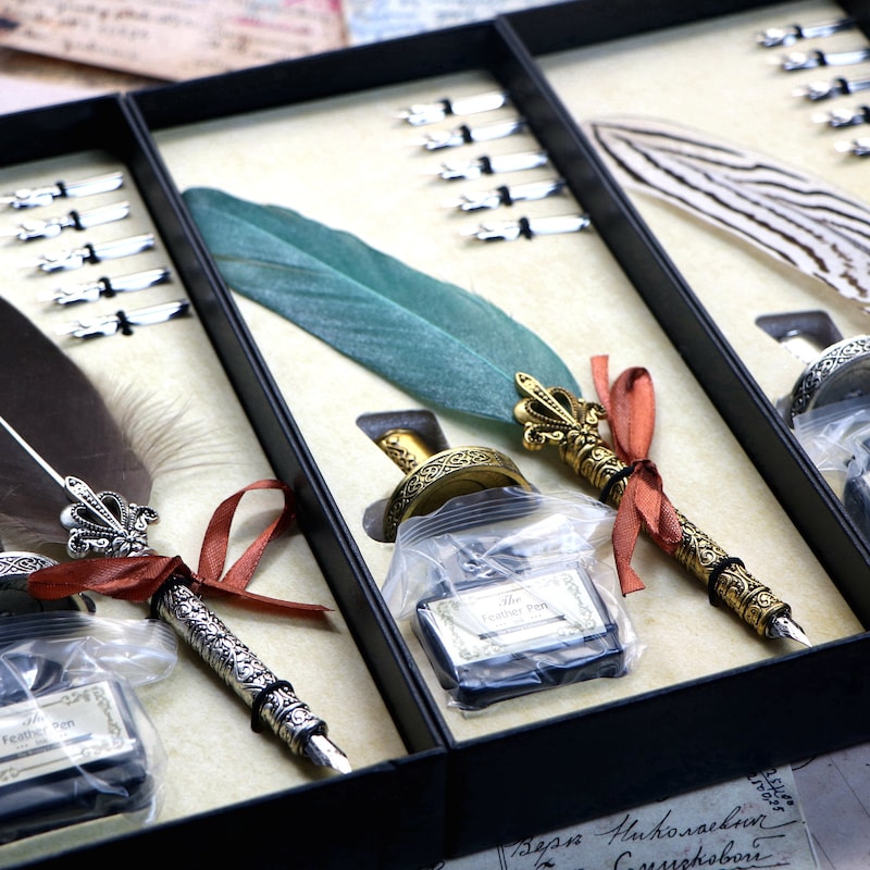 Black Feather Ink Pen - Etsy