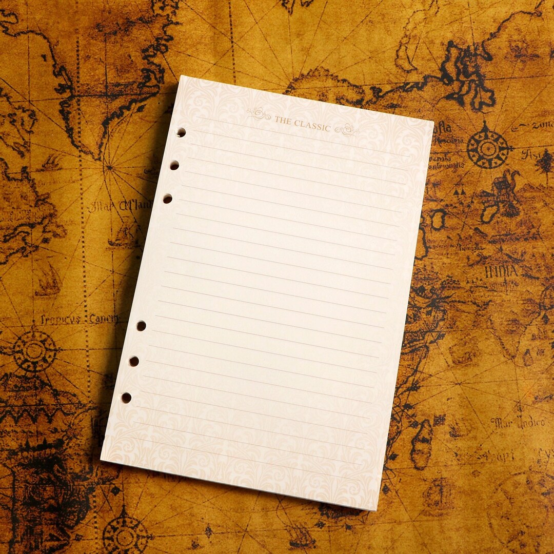 Refill Lined Paper, A5 Size 6 Hole for Journal, 100 Sheets(200 Pages ...