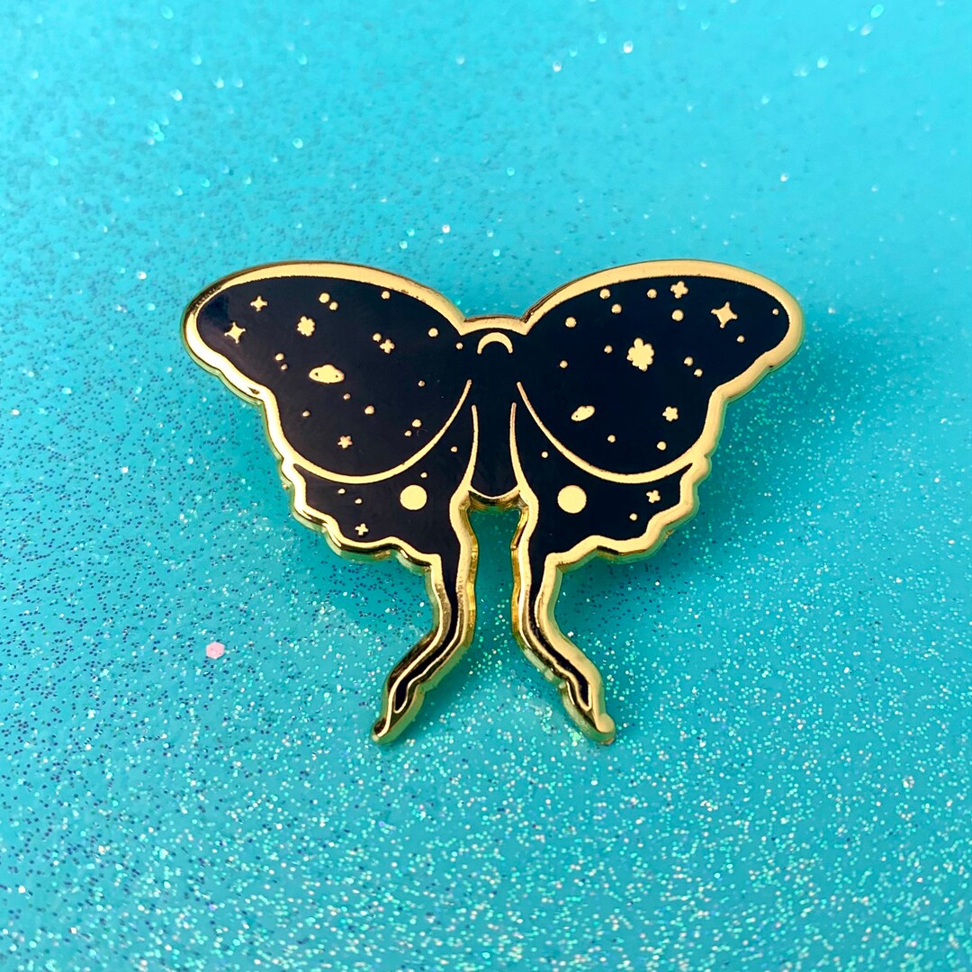 Lunar Moth Hard Enamel Pin | Constellation Pin - Galaxy Pin - Space ...