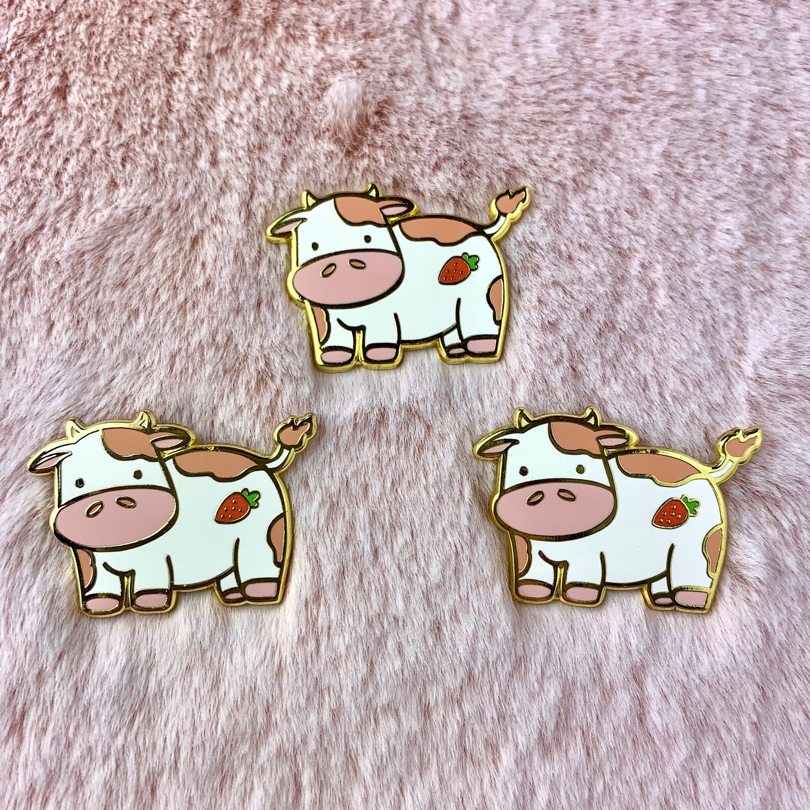 Strawberry Cow Hard Enamel Pin Kawaii Cow Pin Cute | Etsy