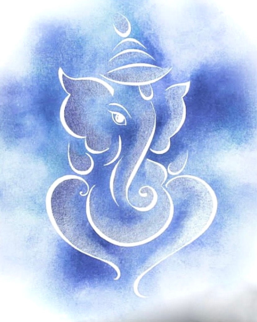 Calm Blue Lord Ganesh Canvas Prints, Minimalist Abstract Pattern ...