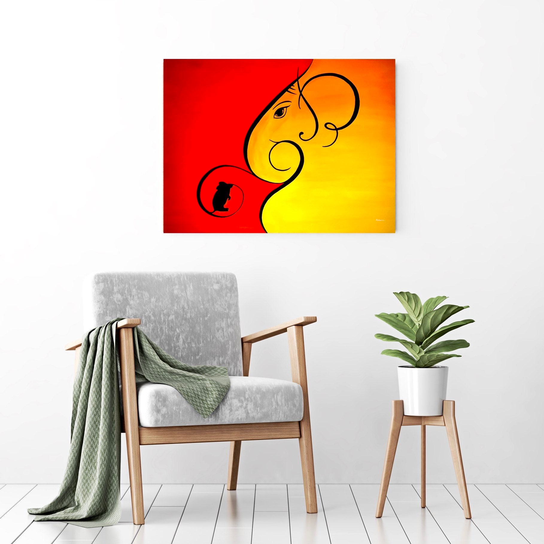Vibrant Lord Ganesh Canvas Prints, Minimalist Abstract Pattern Ganesha ...