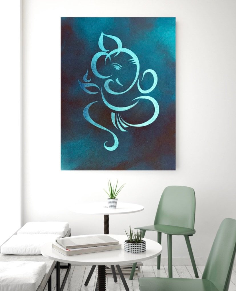 Lord Ganesha Canvas Prints, Minimalist Abstract Simple Ganesha Painting ...