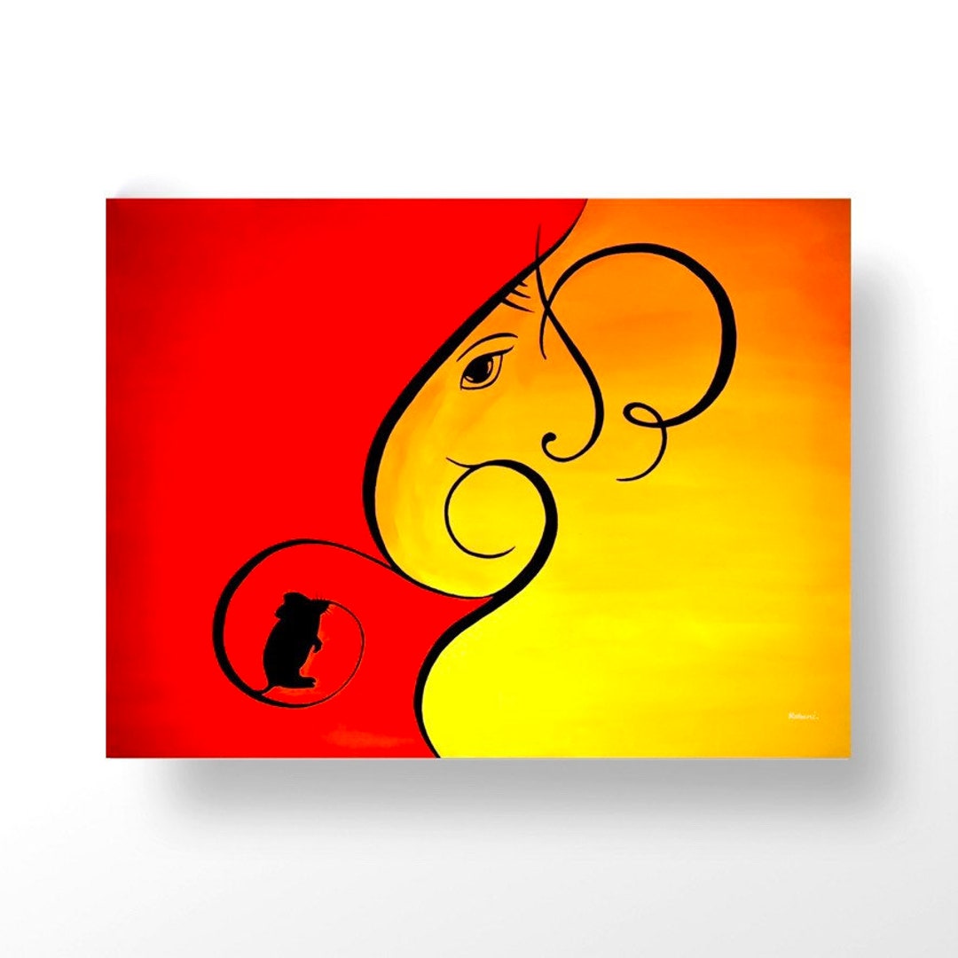 Vibrant Lord Ganesh Canvas Prints, Minimalist Abstract Pattern Ganesha ...
