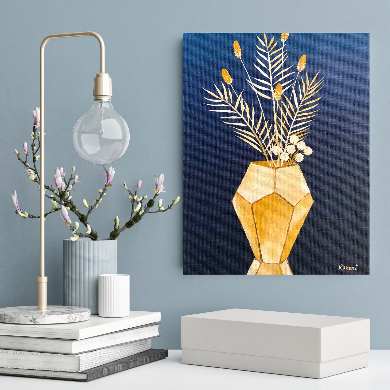 Geometric Vase With Flowers Painting Prints Floral Painting - Etsy