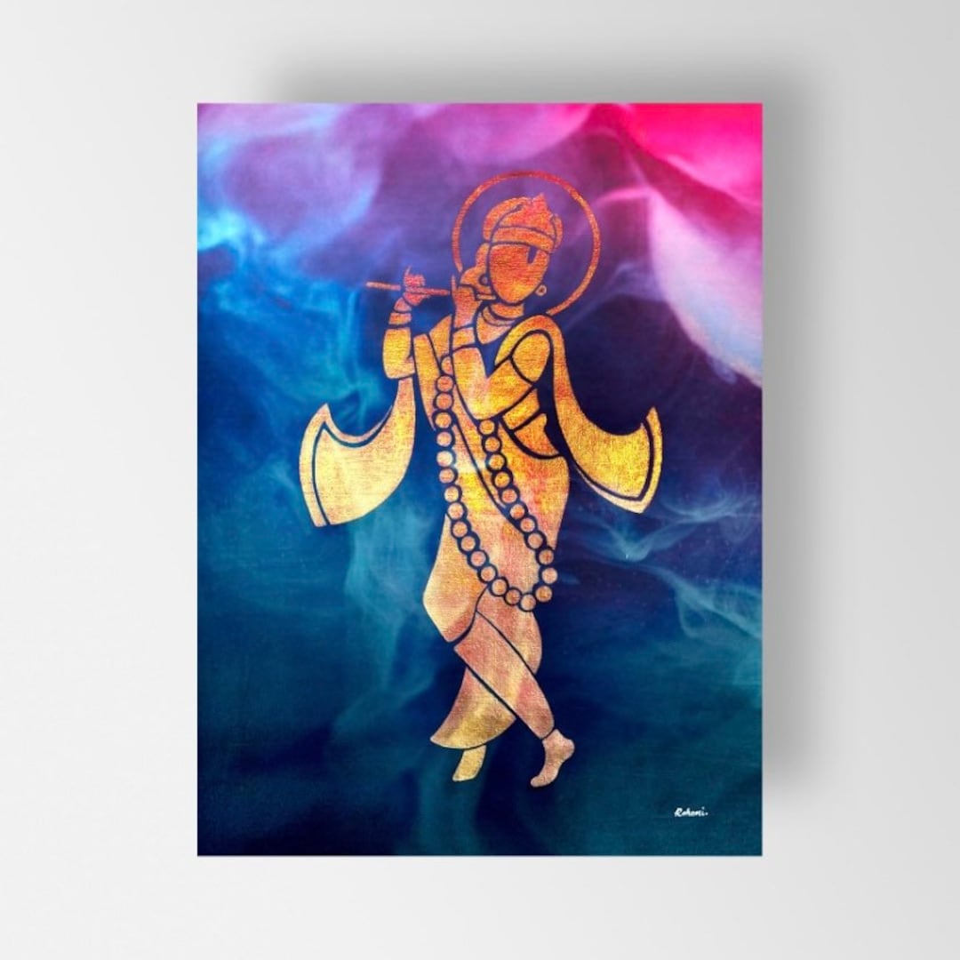 Galaxy Lord Krishna Canvas Prints for Home & Wall Decor, Modern Hindu ...