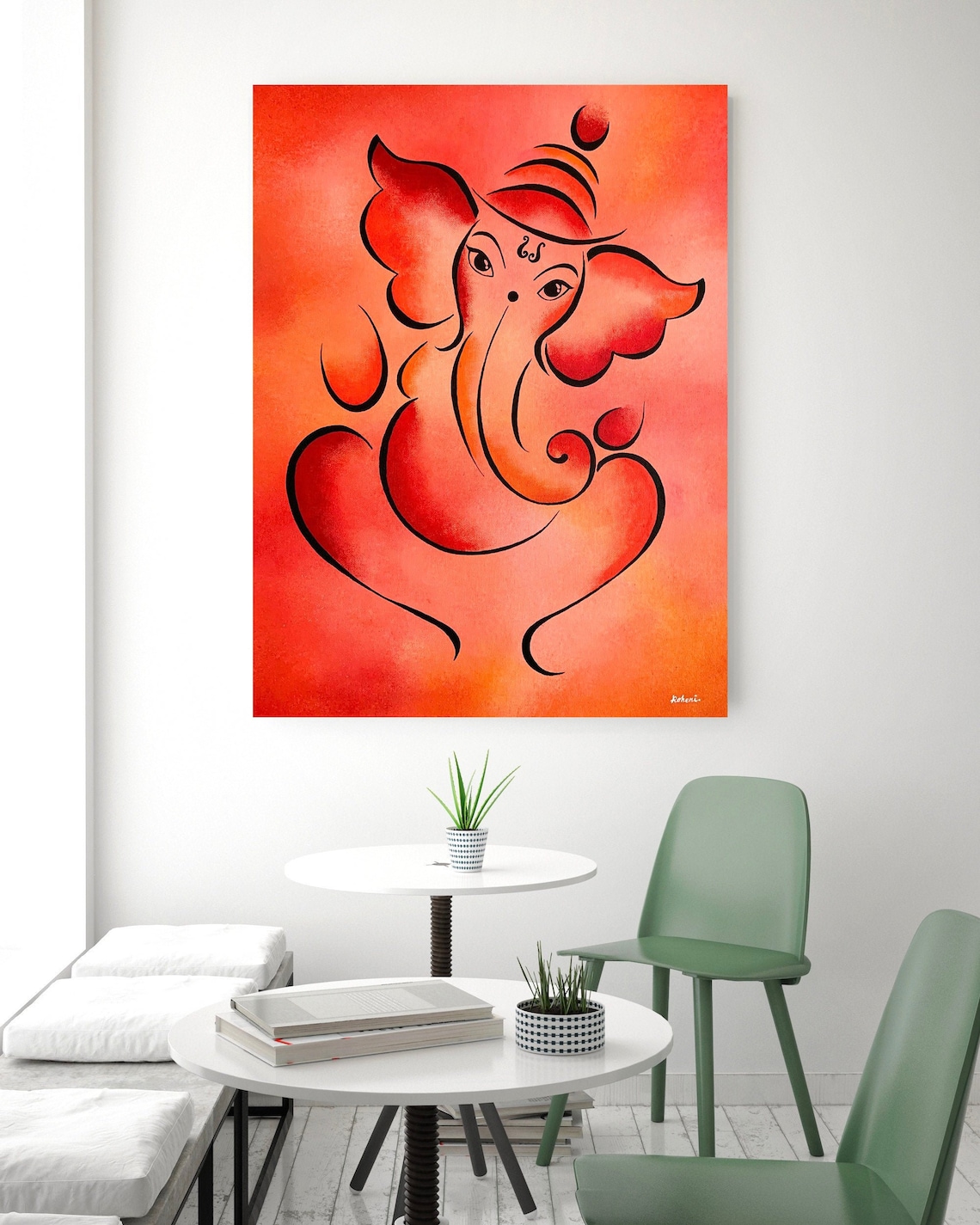Lord Ganesh Canvas Prints, Minimalist Abstract Pattern Ganesha Painting ...