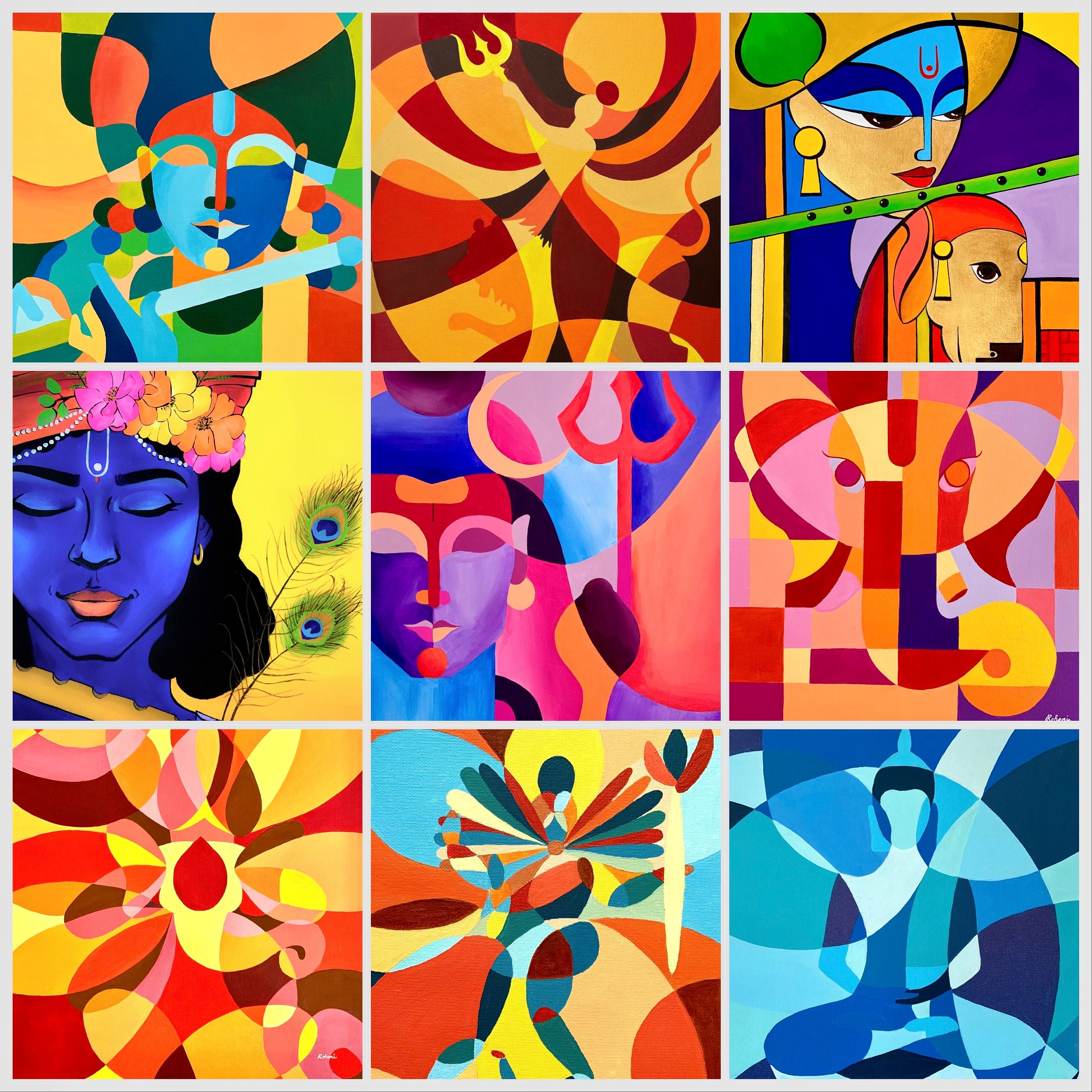 Lord Krishna Abstract Canvas Print, Home Wall Decor - Etsy