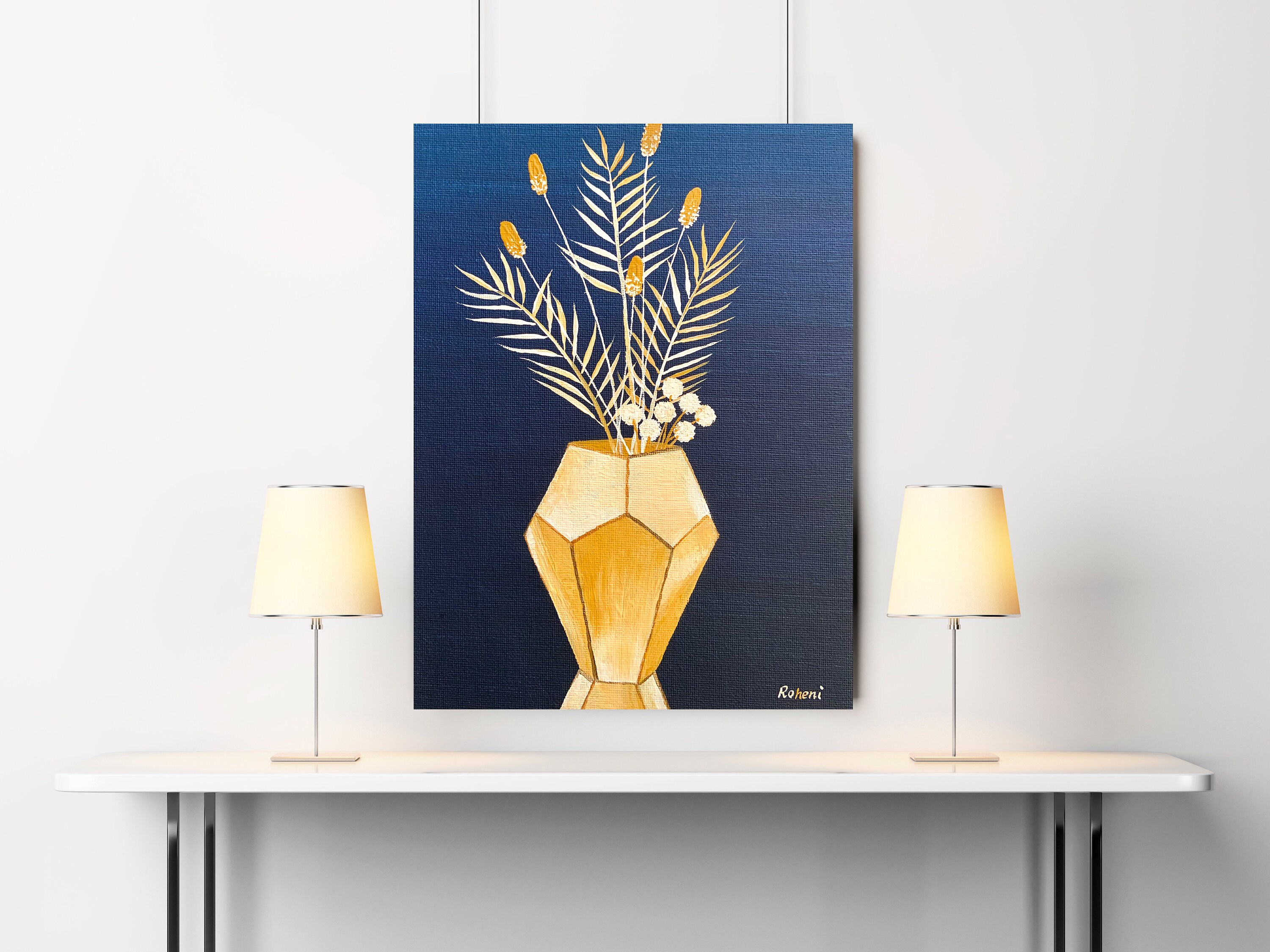 Geometric Vase With Flowers Painting Prints Floral Painting - Etsy