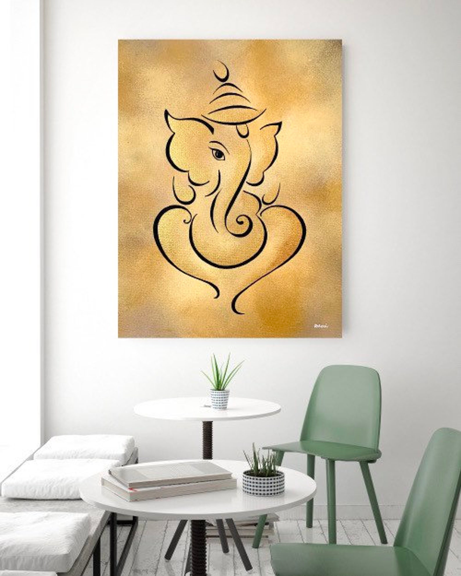 Lord Ganesh Canvas Prints, Minimalist Abstract Pattern Ganesha Painting ...