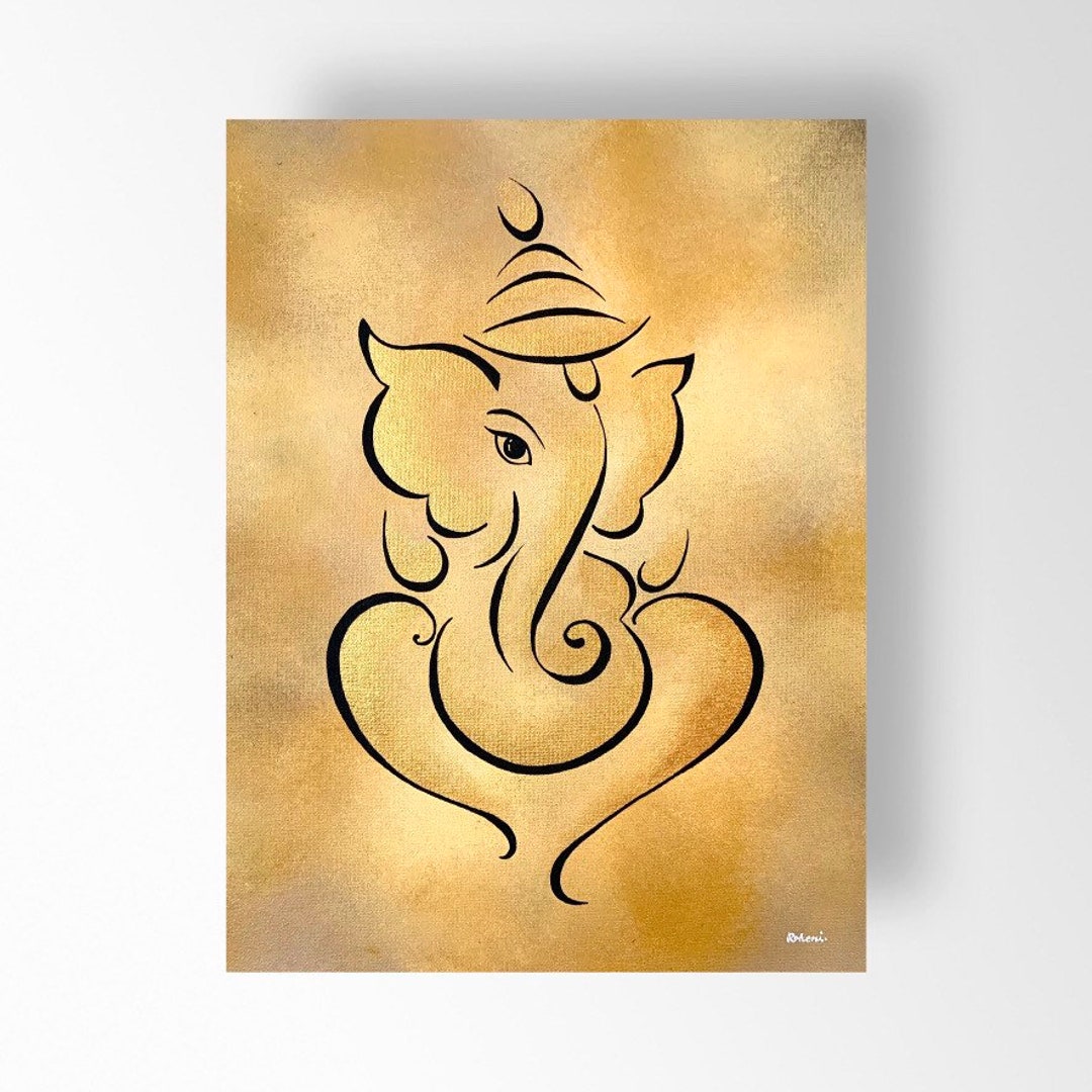 Lord Ganesh Canvas Prints, Minimalist Abstract Pattern Ganesha Painting ...