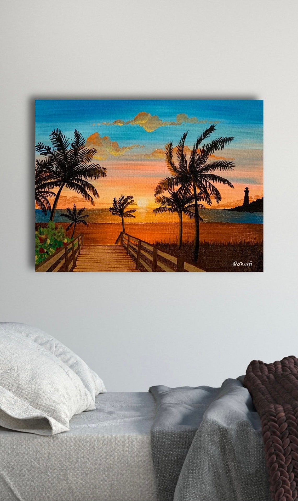 Tropical Sunset Painting Prints, Caribbean Sunset Landscape Painting ...
