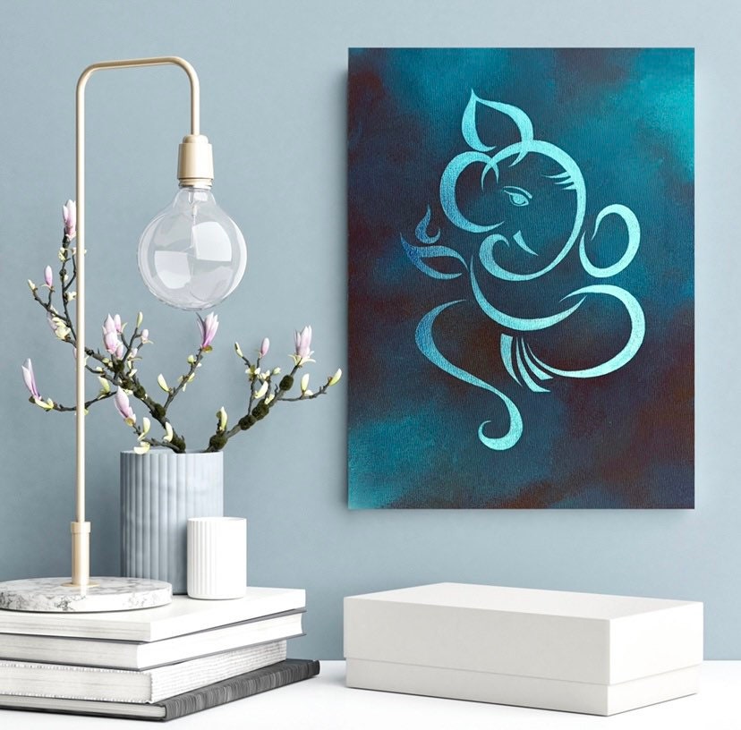 Lord Ganesha Canvas Prints, Minimalist Abstract Simple Ganesha Painting ...