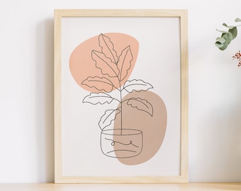Floral Minimalist Line Drawing Plant Print Botanical Poster | Etsy
