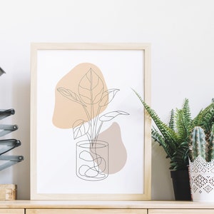 Floral Minimalist Line Drawing Plant Print, Botanical Poster ...