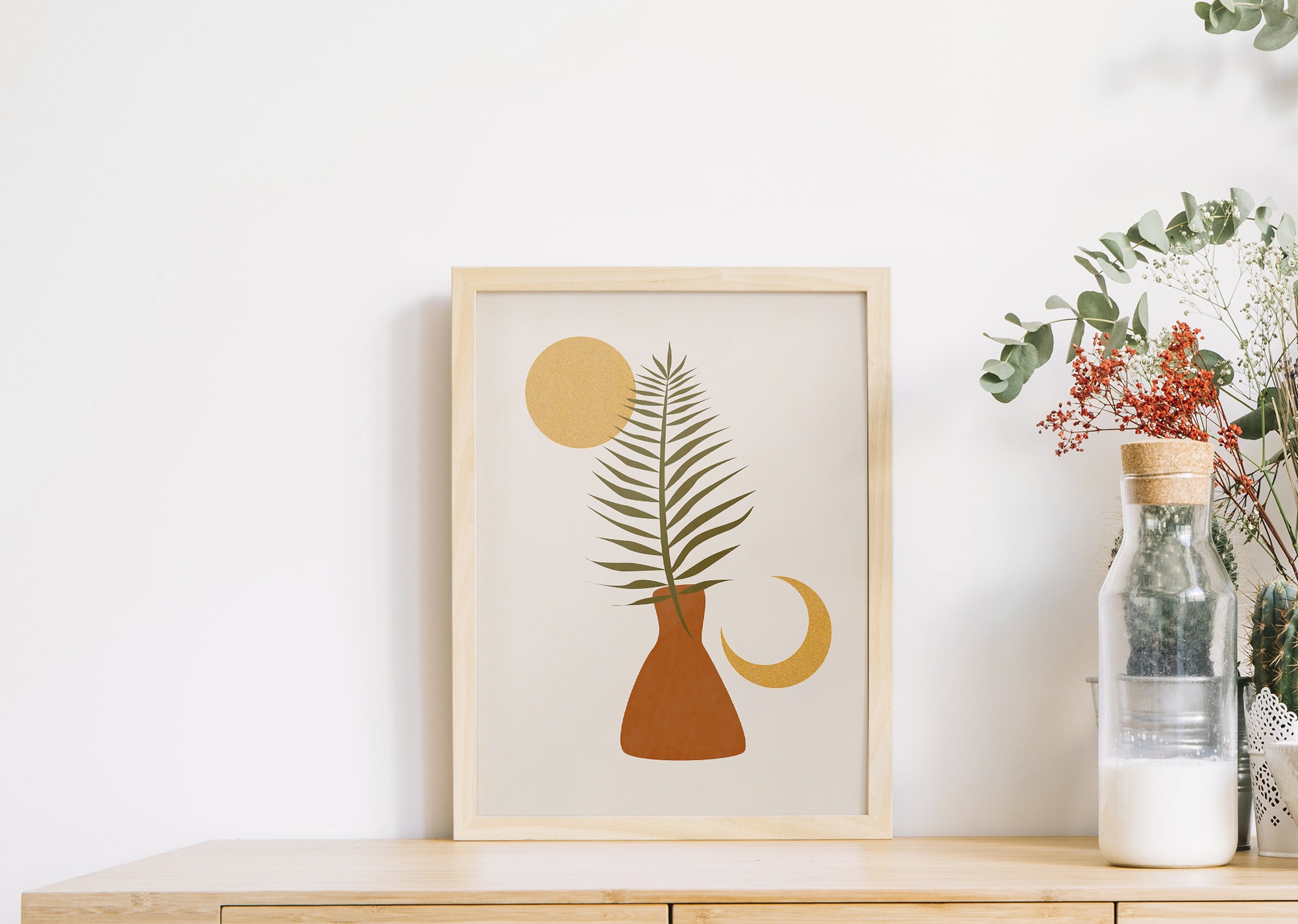 Terracotta Boho Modern Planter Wall Decor Poster, House Plant Print ...