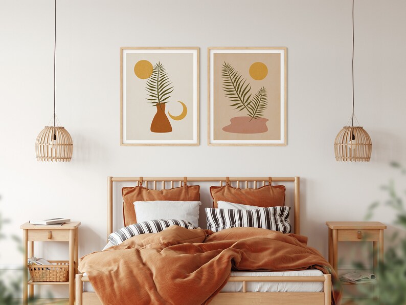 Terracotta Boho Modern Planter Wall Decor Poster, House Plant Print ...