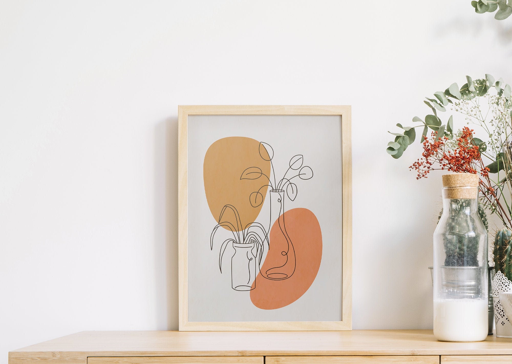 Modern Minimalist Line Drawing Plant Print, Botanical Poster ...