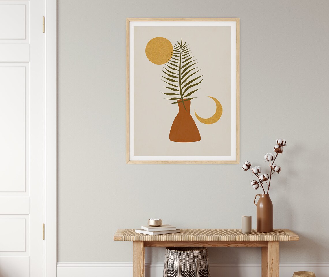 Terracotta Boho Modern Planter Wall Decor Poster, House Plant Print ...