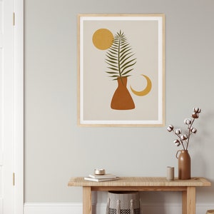 Terracotta Boho Modern Planter Wall Decor Poster, House Plant Print ...