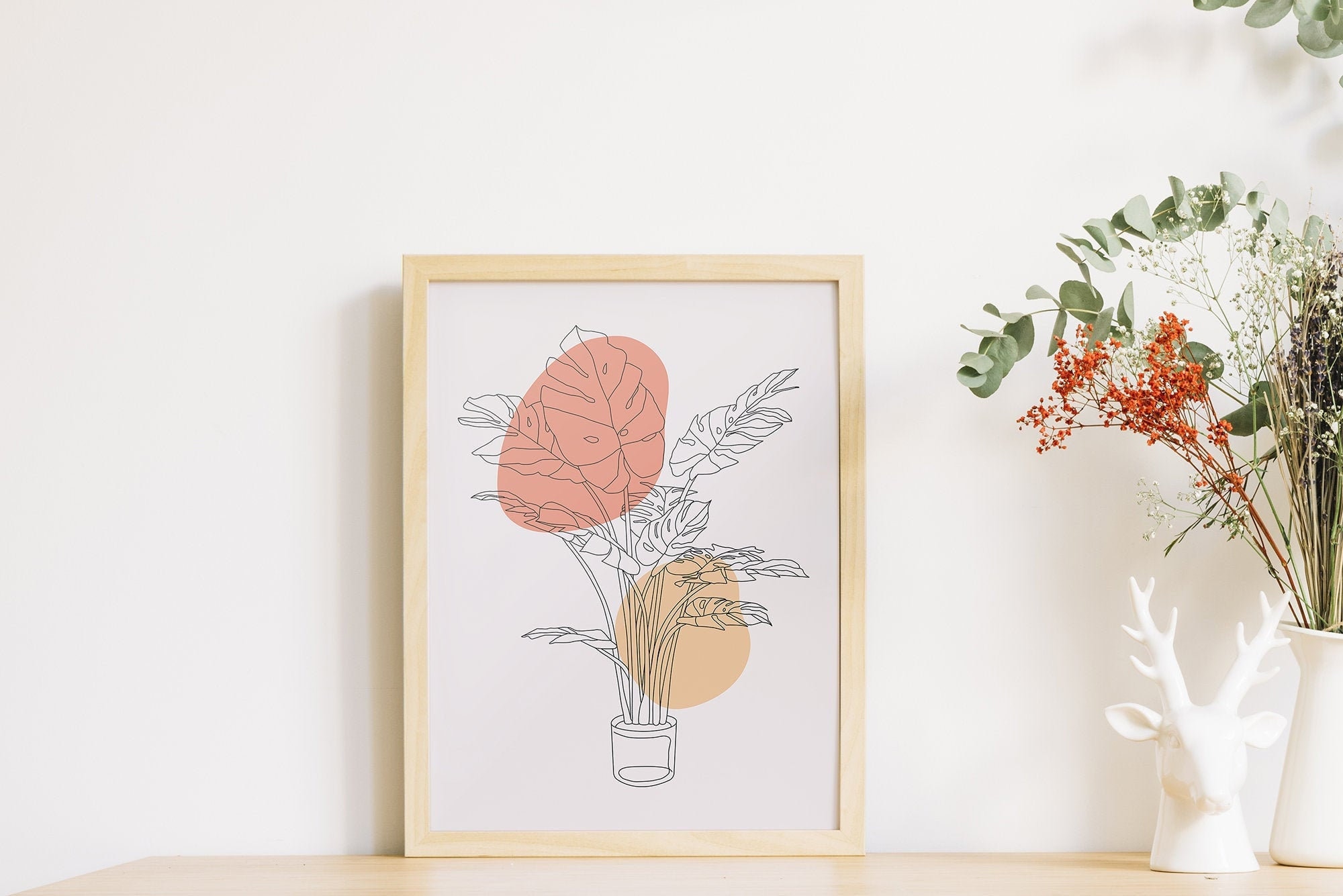 Modern Minimalist Line Drawing Plant Print, Botanical Poster ...