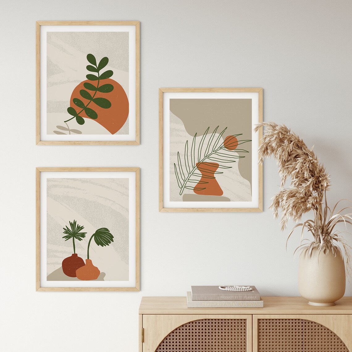 Palm Leaf Terracotta Boho Modern Planter Wall Decor Poster - Etsy