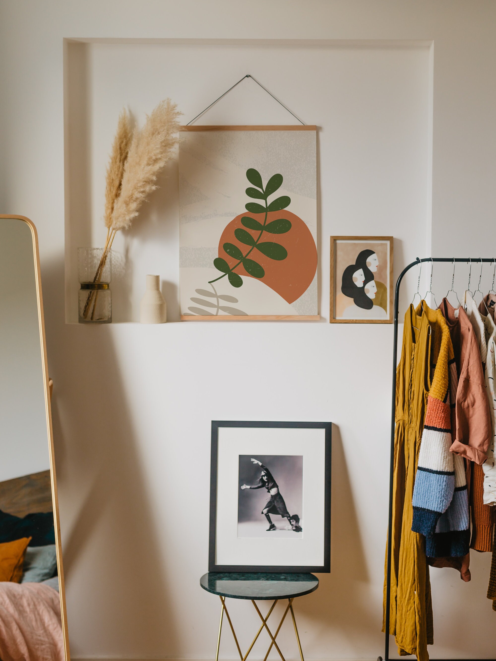 Palm Leaf Terracotta Boho Modern Planter Wall Decor Poster, House Plant ...