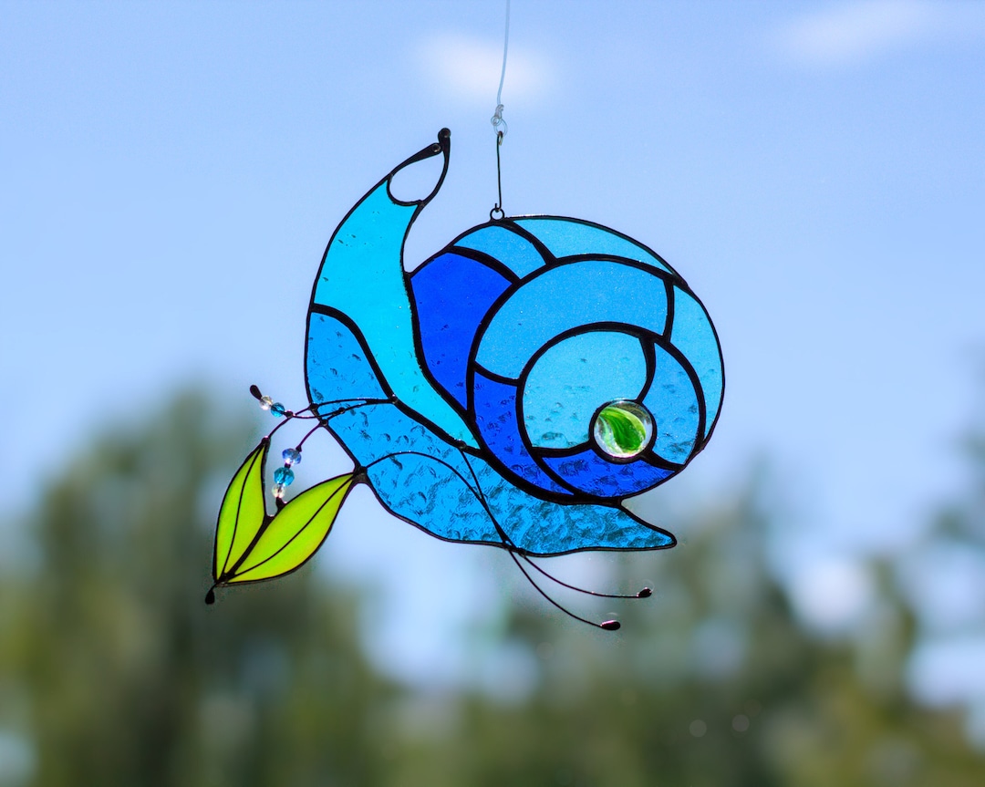 Vibrant Snail Stained Glass Suncatcher - Unique Window Art Decorative ...