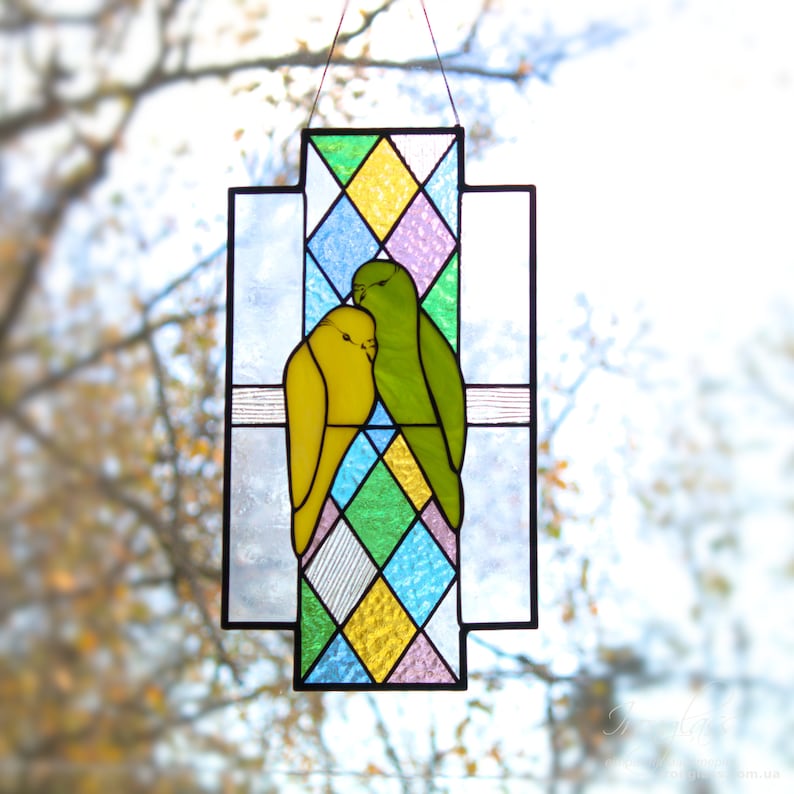Suncatcher Bird Parrot Stained Glass Window Hangings Christmas Gifts ...