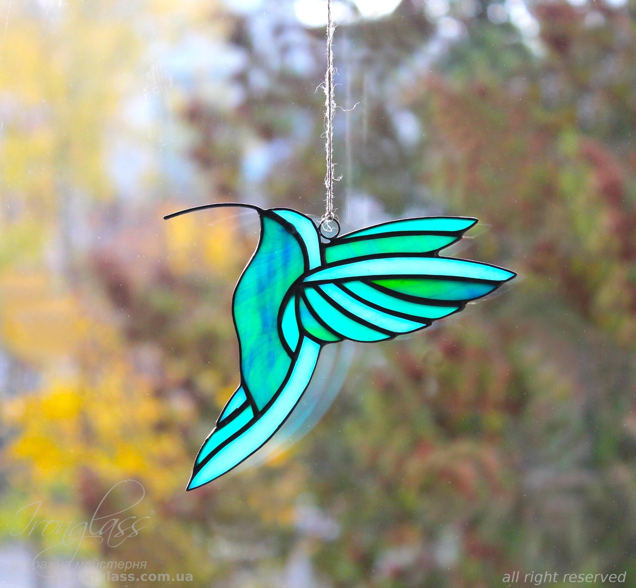 Stained Glass Hummingbird Suncatcher Stained Glass Bird Window Hanging ...