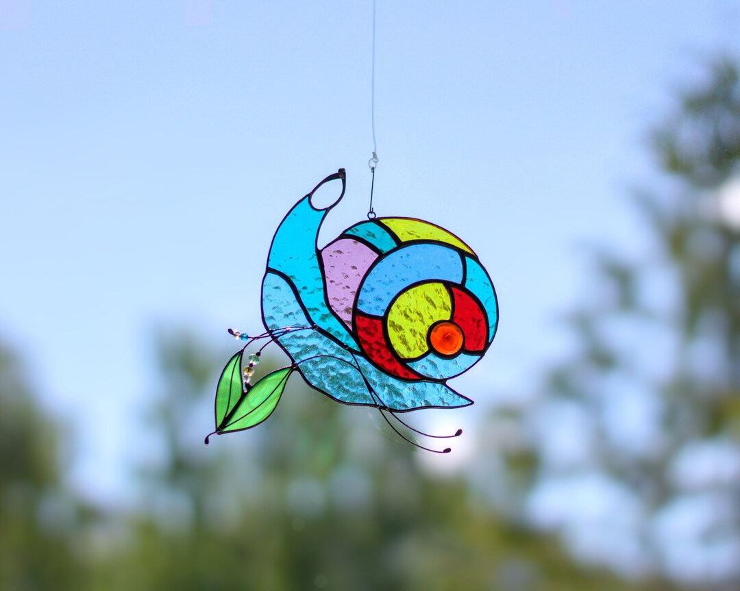 Snail Stained Glass Suncatcher Glass Art for Window and Wall Hangings ...