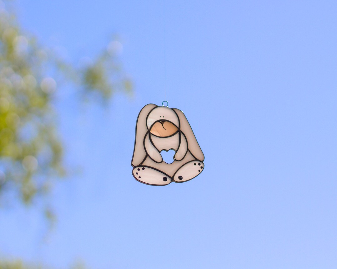 Rabbit Suncatcher Stained Glass Bunny Suncatcher Window Hanging Hand ...