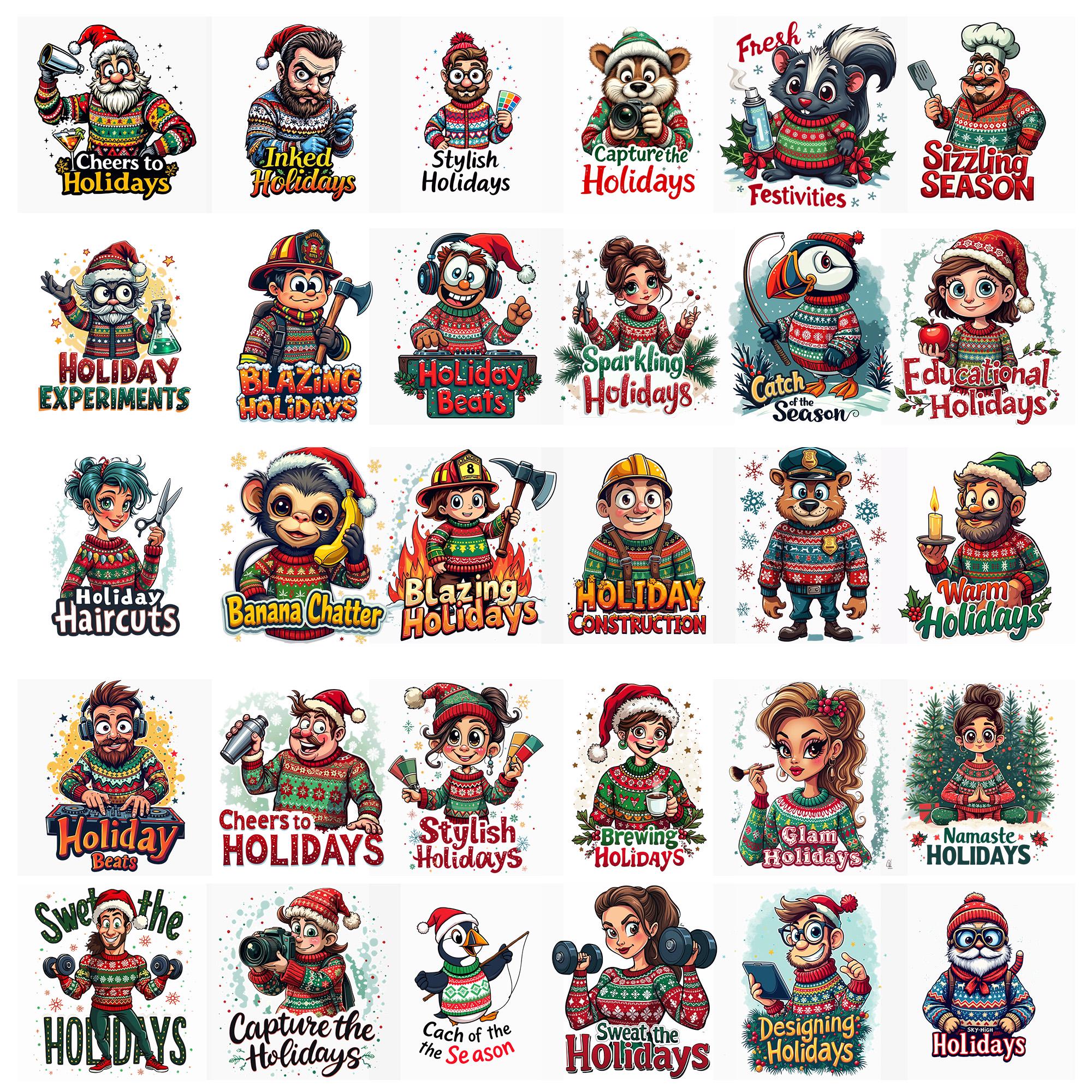 300 Festive Holiday PNG Characters - Perfect for Christmas Crafts, 300 ...